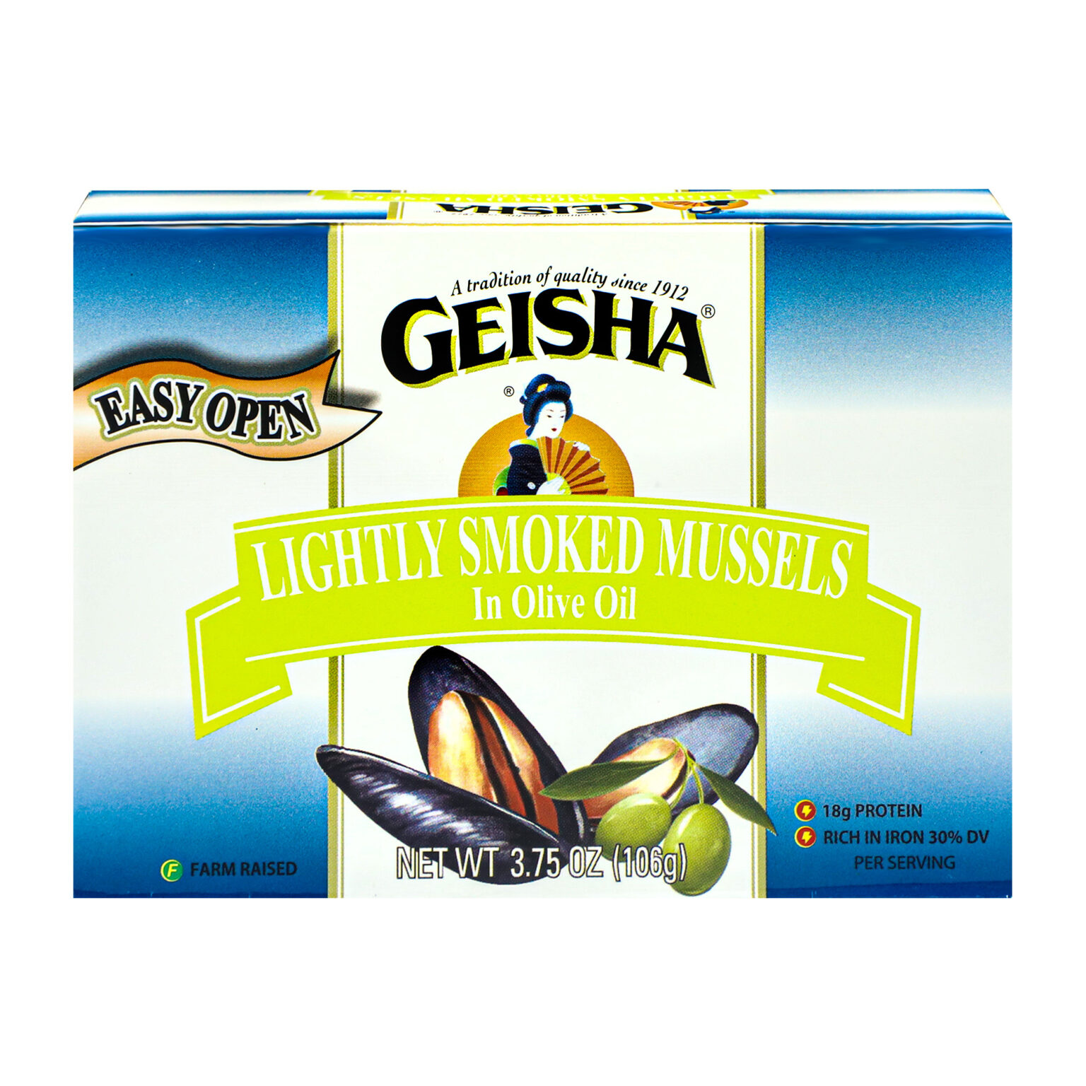 LIGHTLY SMOKED MUSSELS IN OLIVE OIL – Geisha Brand